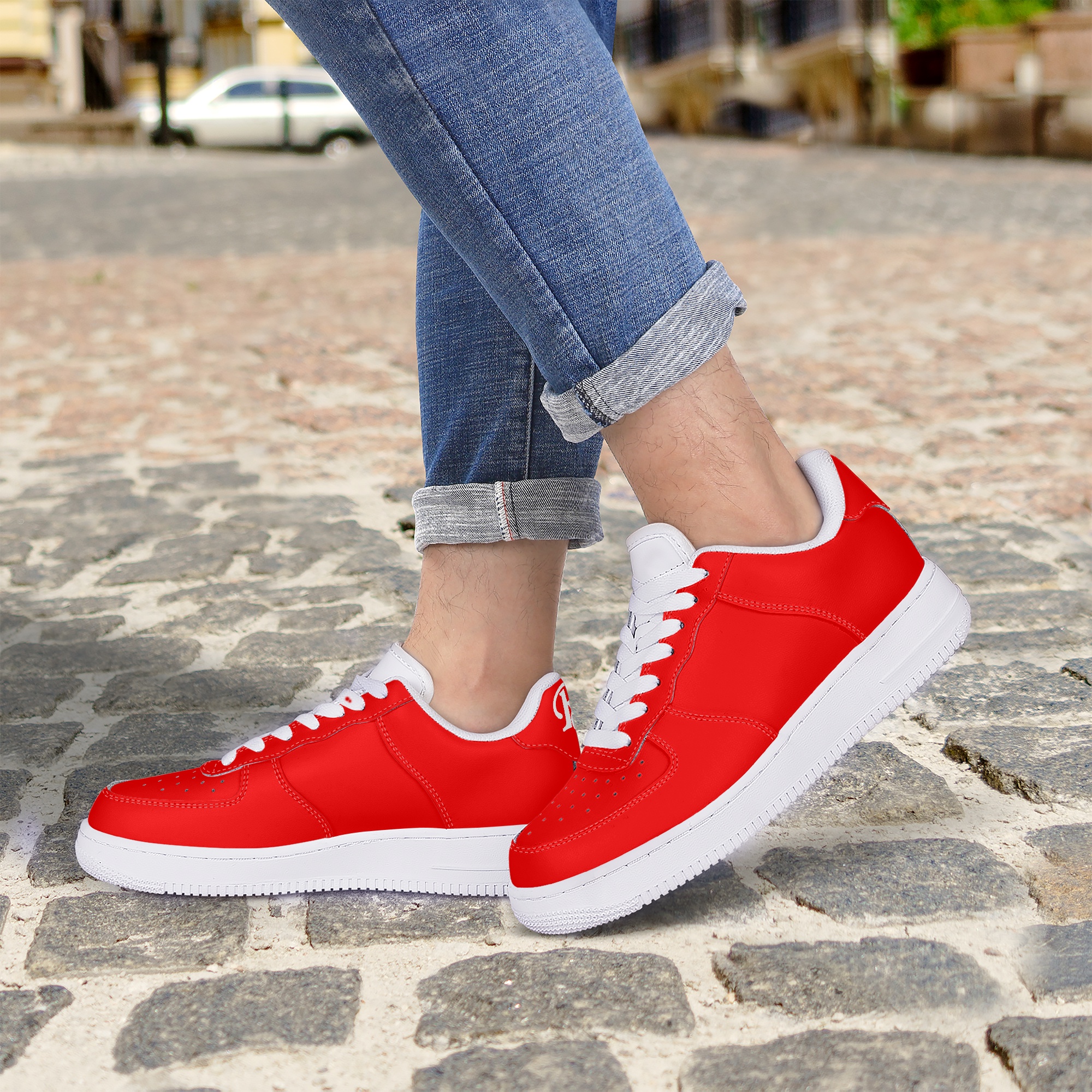 RT Red Leather Sports Sneakers - RT